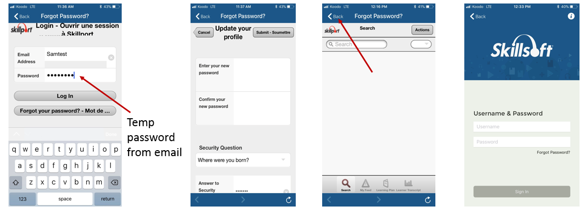 Skillsoft Learning App: Forgot Password Functionality